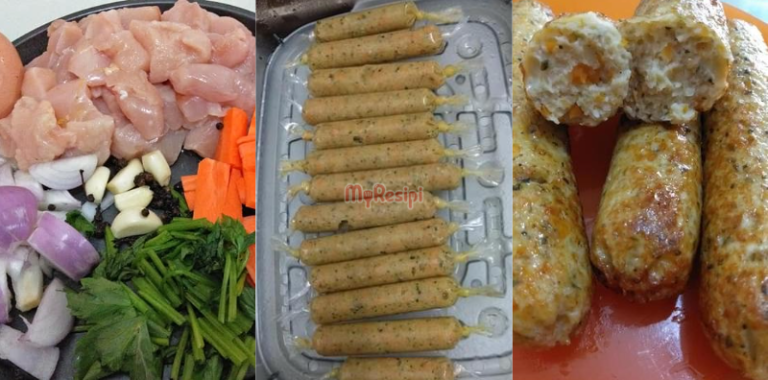 Sosej Ayam Homemade, Tambah Sayur Ini, Lebih Sihat Anak-anak Makan!