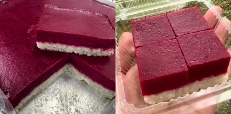 Kuih Seri Muka Red Velvet Guna Tepung Segera, Memang Menjadi!
