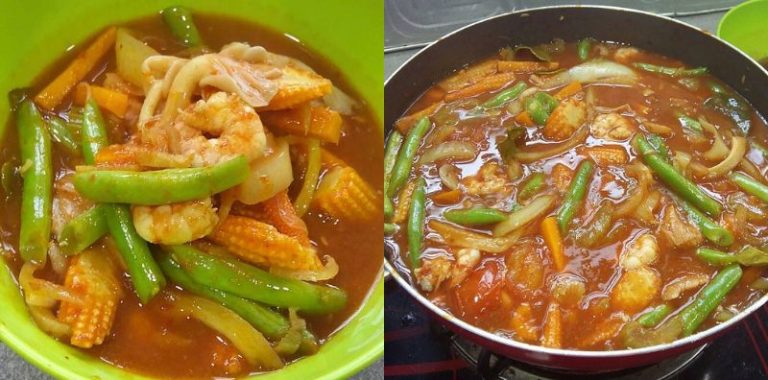 Paprik Udang Berkuah Banjir, Resipi Sebiji Macam Dekat Kedai Thai