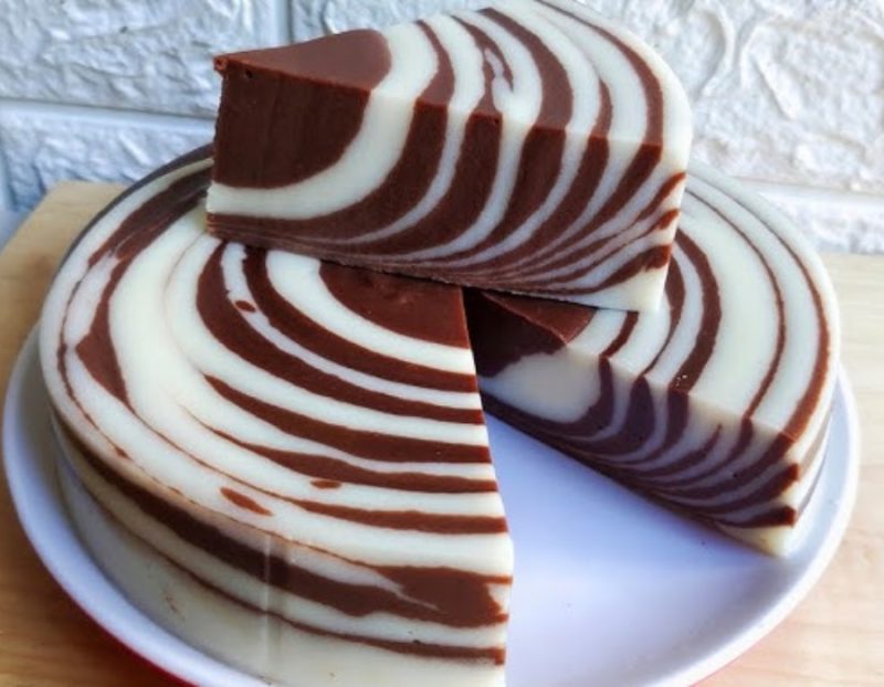Resepi Puding Roti Zebra Tanpa Kukus, Dapat Corak Berbelang Cantik