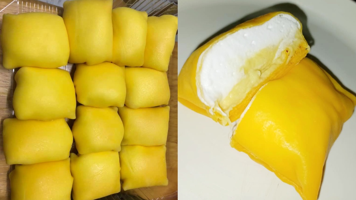 Resepi Durian Crepe Gebu Lembut, Pencinta Durian WAJIB Cuba Buat!