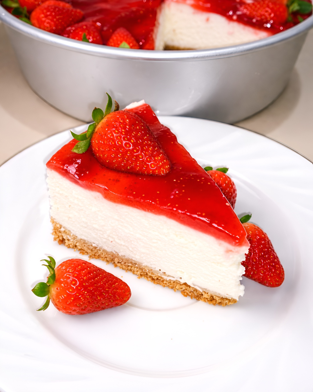 Resepi Strawberry Cheesecake Tanpa Oven, Viral & Lembut Berkrim