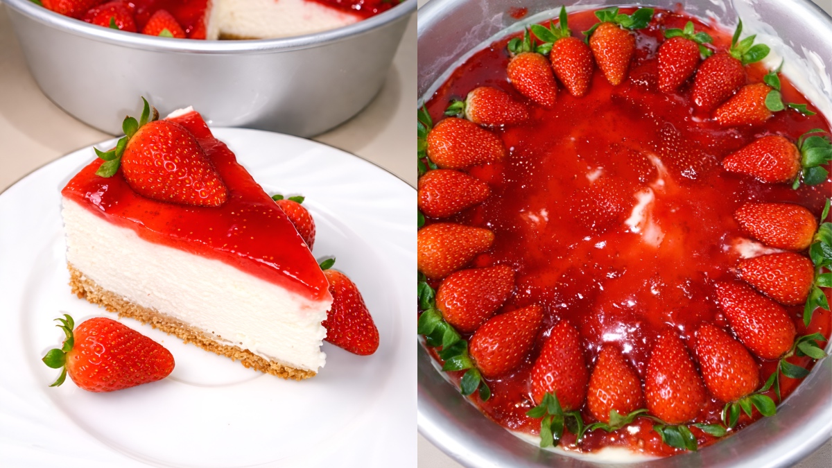 Resepi Strawberry Cheesecake Tanpa Oven, Viral & Lembut Berkrim