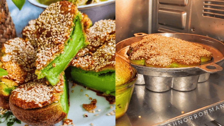 Resepi Kuih Bakar Pandan, Tekstur Lembut & Permukaan Atas Garing